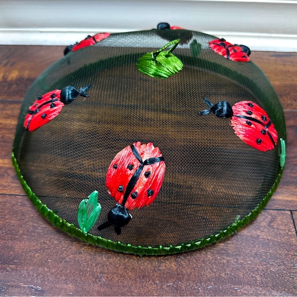 Vintage | Dining | Vintage Ladybug Raffia Embellished Screen Food Cover ...